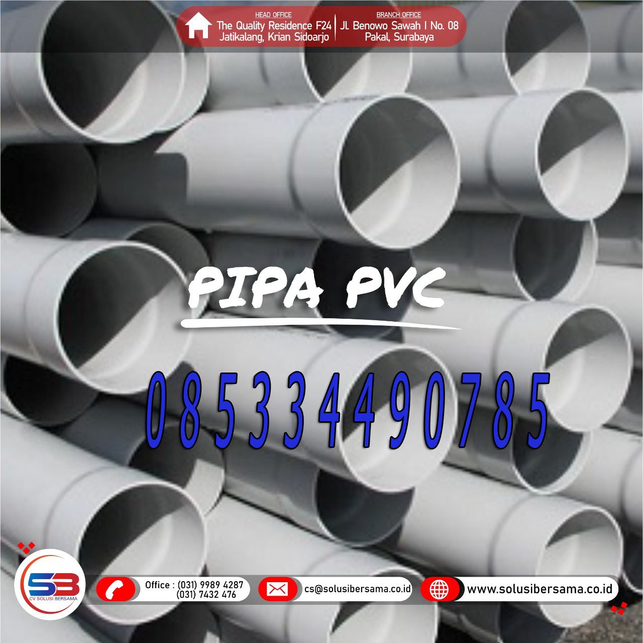 Distributor Pipa uPVC SNI S-12,5 , 10 , 16 Termurah