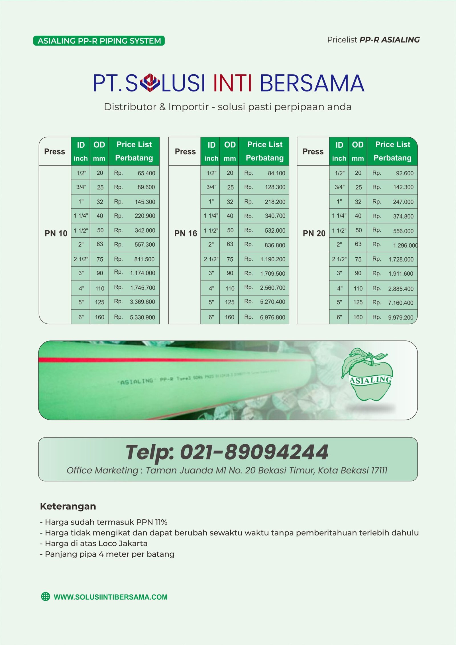 Harga dan Spesifikasi Pipa PP-R Rucika 2024 Jakarta , Surabaya ...